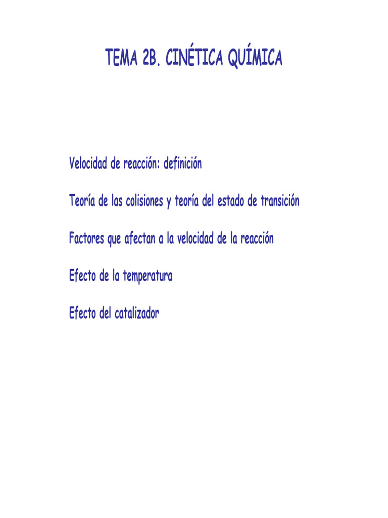 Tema 2B-Cinetica Moodle 19-20 | PDF | Catálisis | Velocidad de reacción