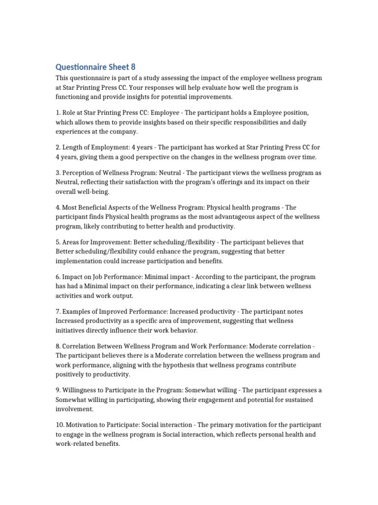 Comprehensive Questionnaire Sheet 8 | PDF | Motivation | Motivational
