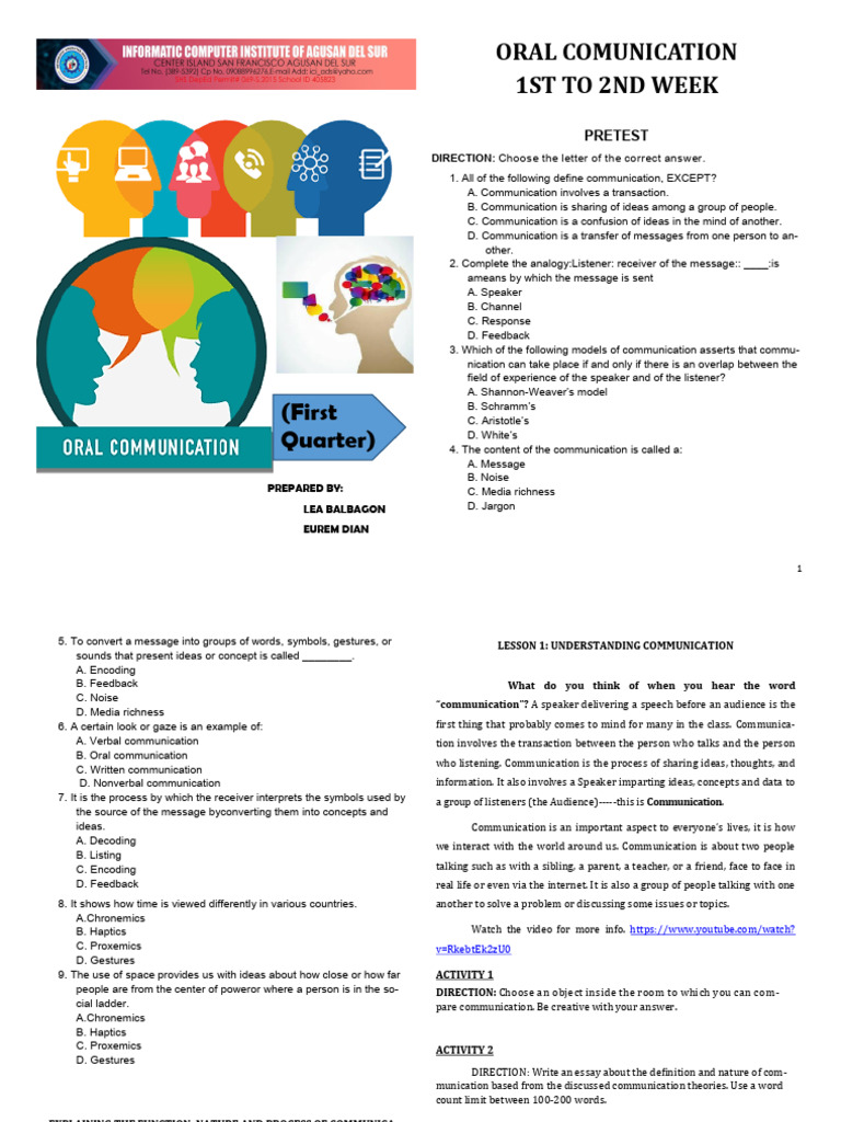 Oral Communication | PDF | Nonverbal Communication | Communication