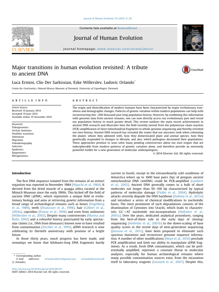 Major Transitions in Human Evolution Revisited: A Tribute To Ancient ...