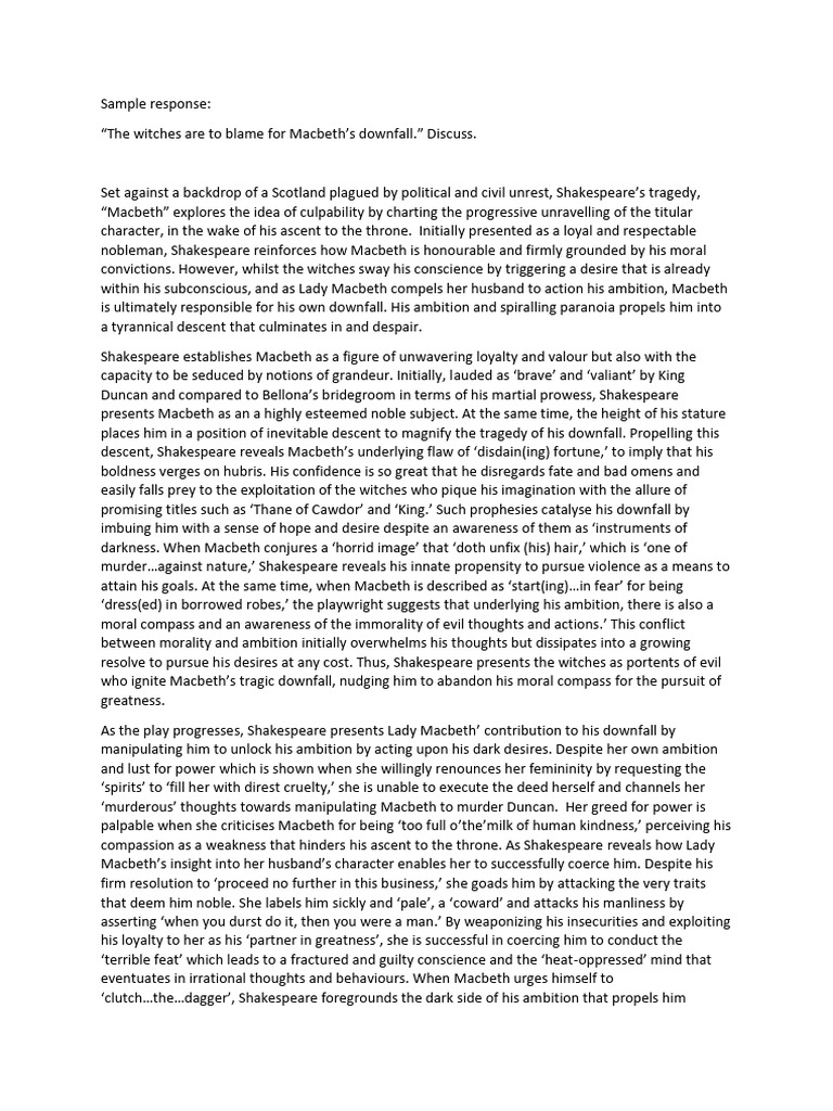 Macbeth Common Task SAMPLE 2024.docx | PDF | Macbeth