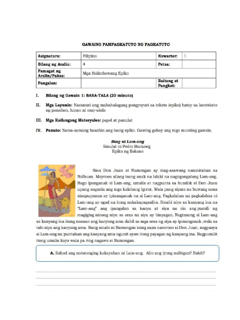 FILIPINO 7 Activity Sheets | PDF