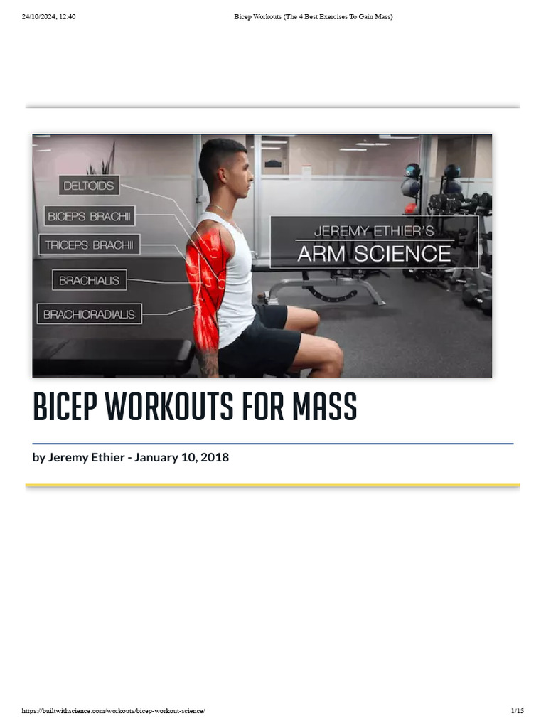 Bicep Workouts (The 4 Best Exercises To Gain Mass) | PDF | Arm ...