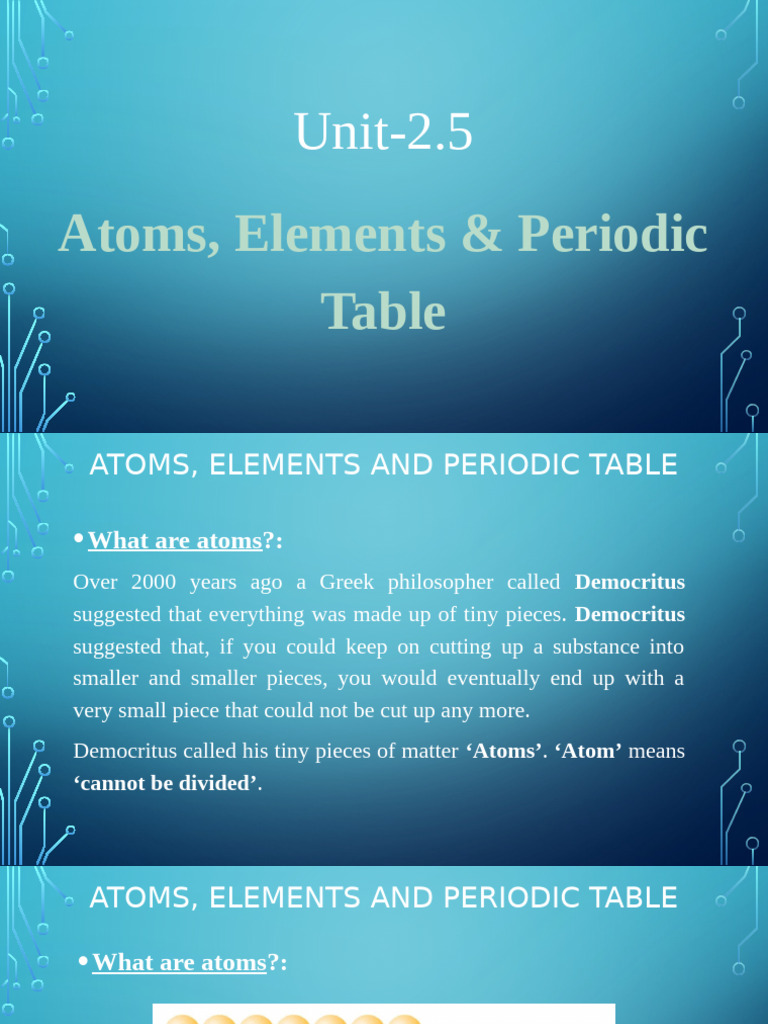 Atoms, Elements, and the Periodic Table | PDF | Chemical Elements ...