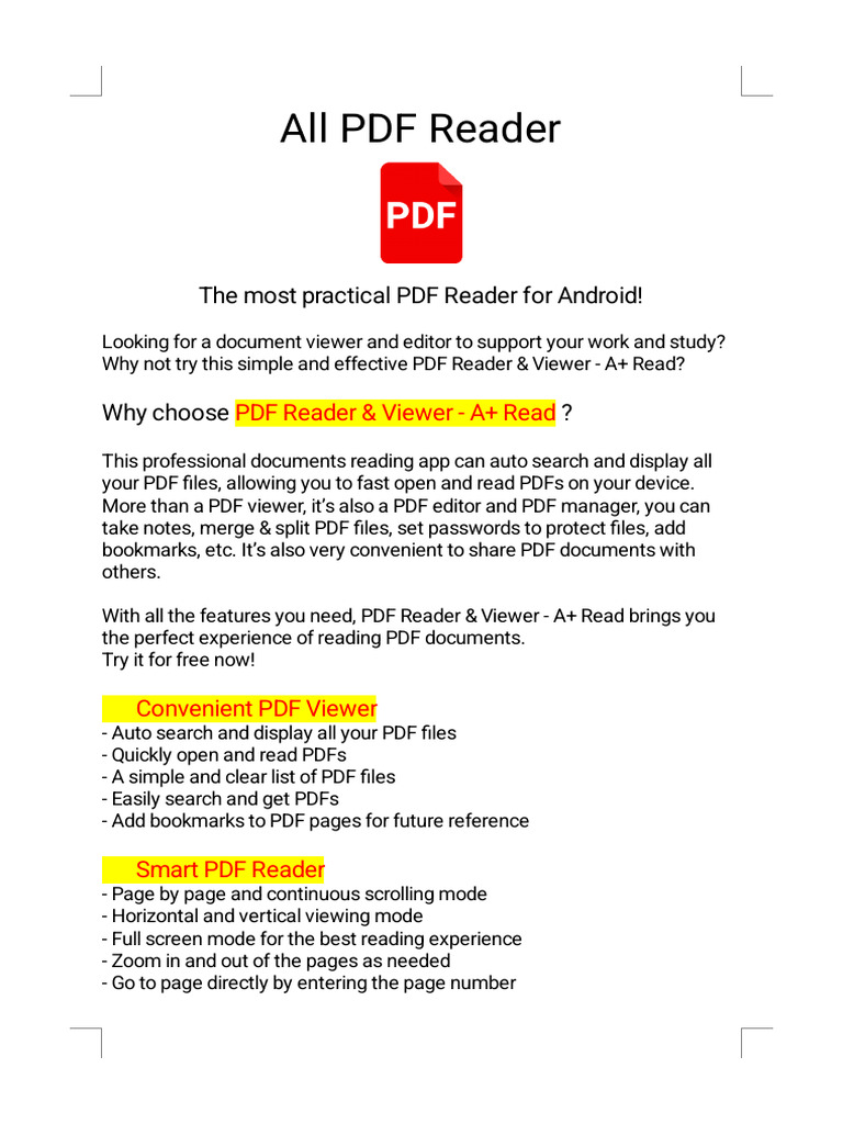 A+ PDF Reader & Viewer for Android | PDF