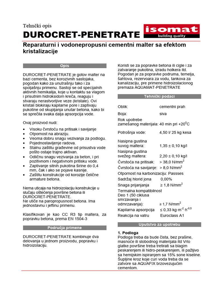 S Durocret Penetrate | PDF