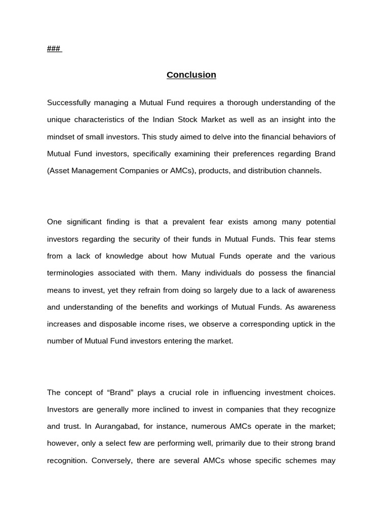 Conclusion | PDF | Investing | Mutual Funds