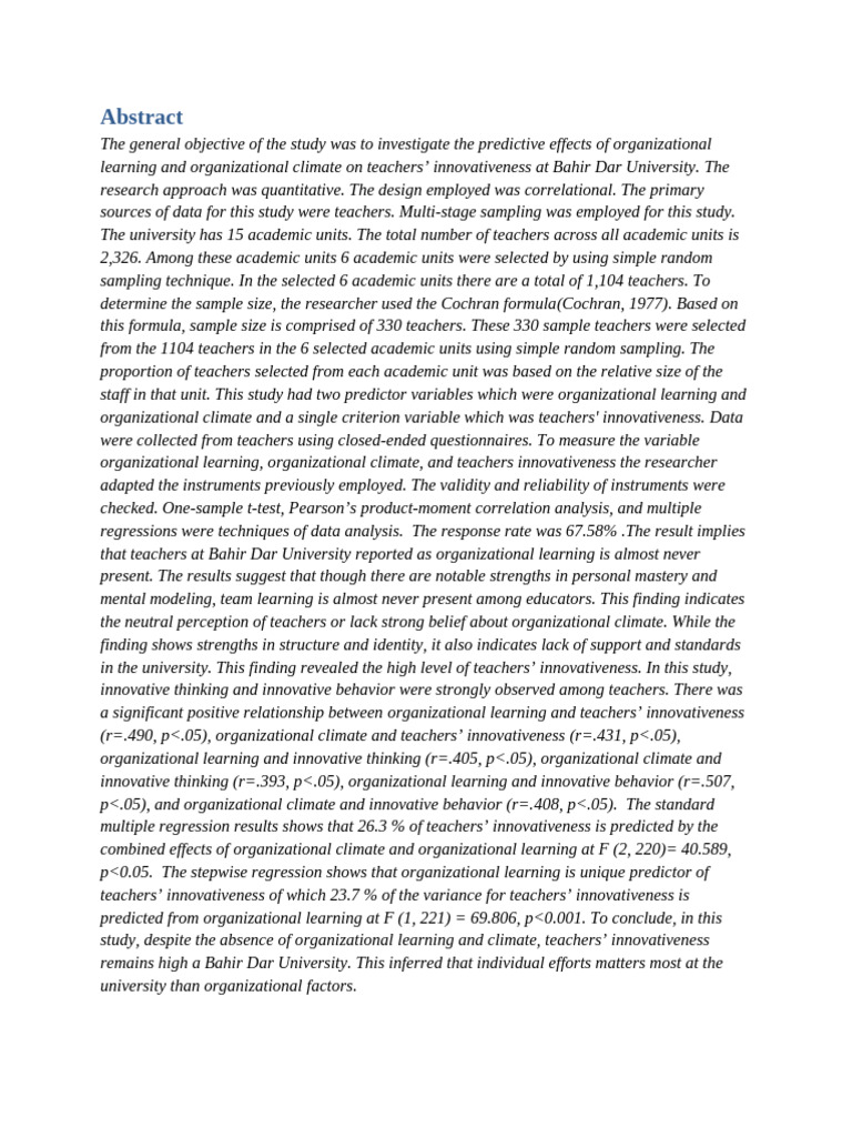 Abstract.docx 1 | PDF | Sampling (Statistics) | Regression Analysis