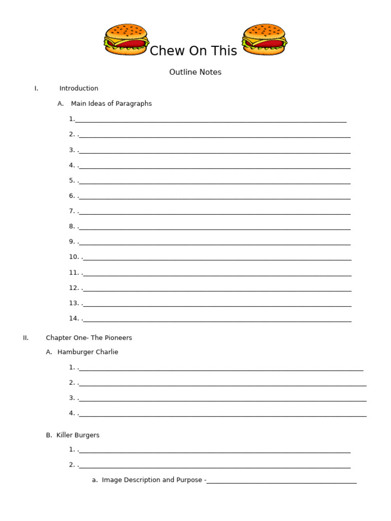 Chew on This Outline Notes | PDF | Fast Food