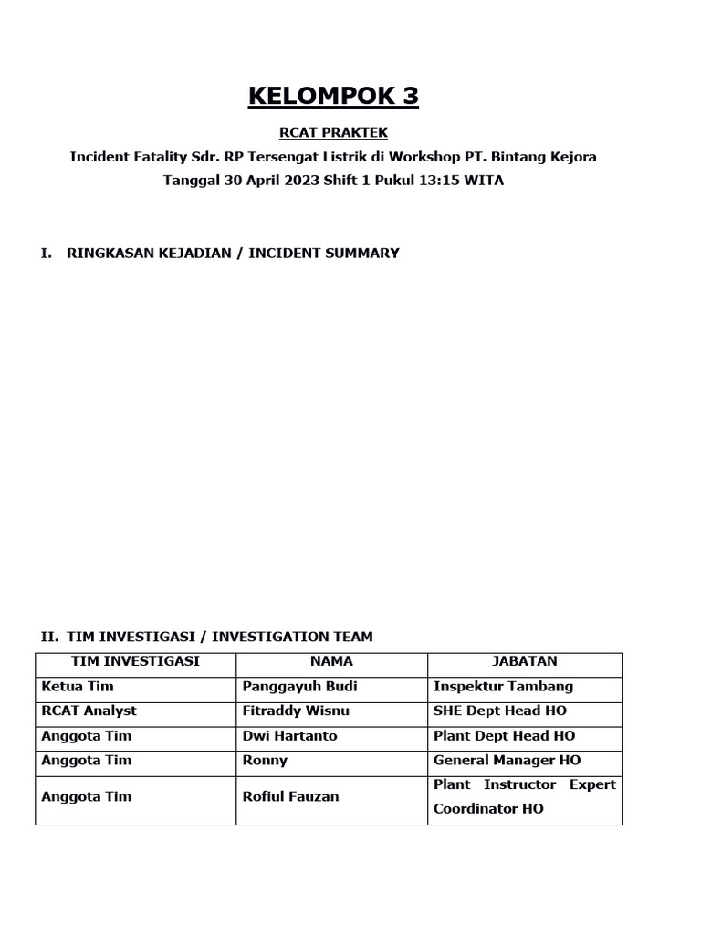 Contoh RCAT Batch 7 - Kelompok 3 | PDF