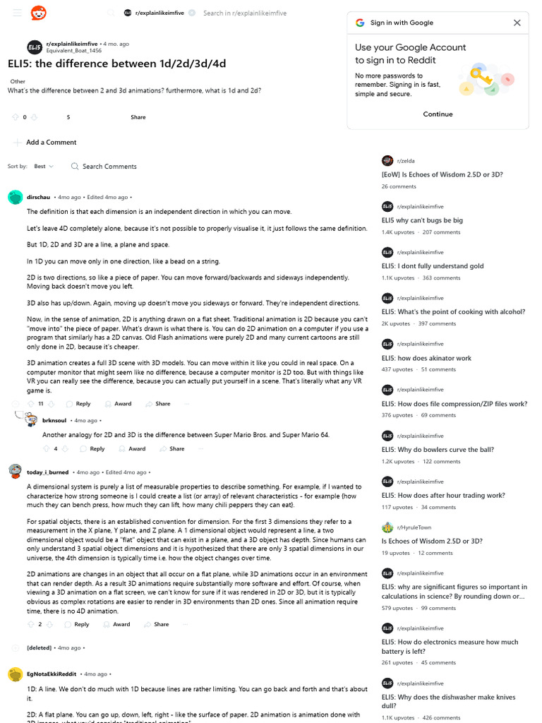 ELI5 - The Difference Between 1d - 2d - 3d - 4d - R - Explainlikeimfive | PDF | 3 D Computer ...