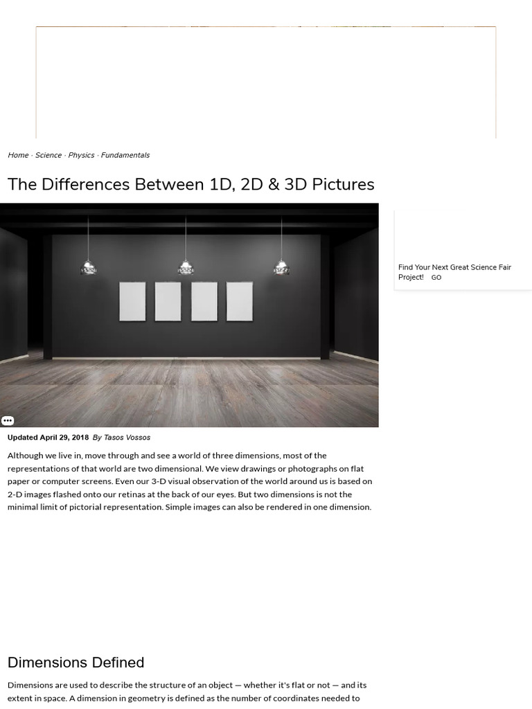 The Differences Between 1D, 2D & 3D Pictures - Sciencing | PDF | Dimension | Image