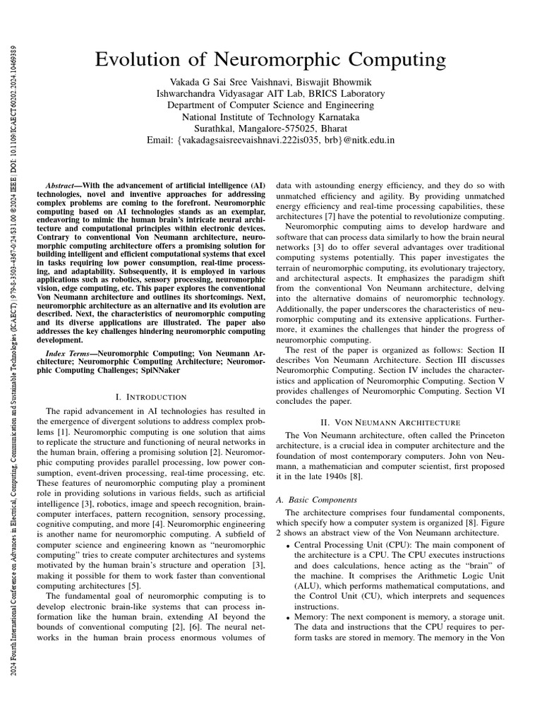 Evolution of Neuromorphic Computing | PDF | Central Processing Unit | Artificial Neural Network