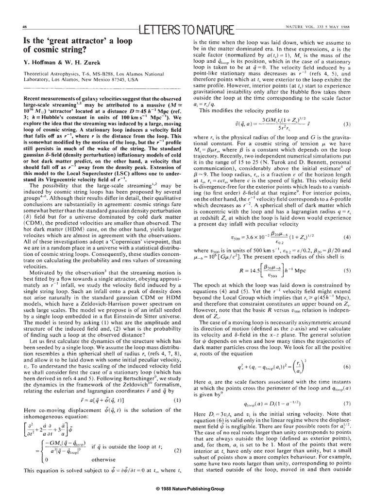 Is The Great Attractor A Loop of Cosmic String | PDF | Technology ...