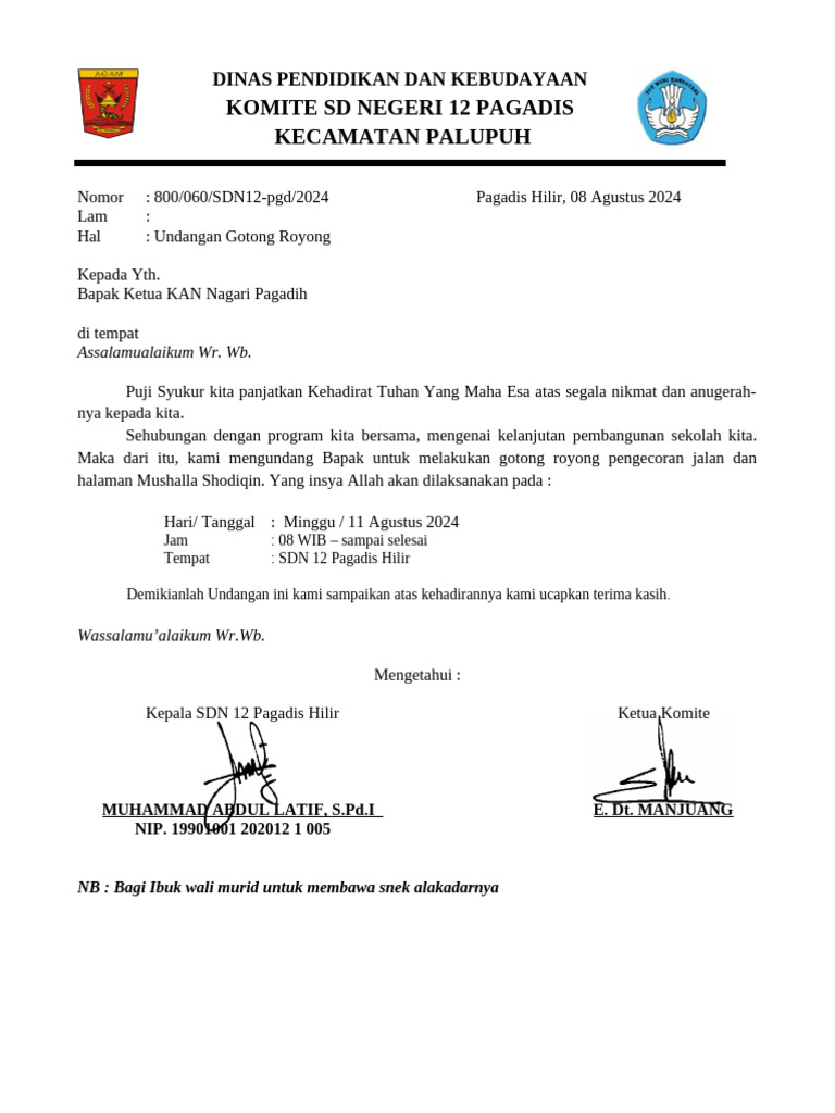 Surat Undangan Goro | PDF