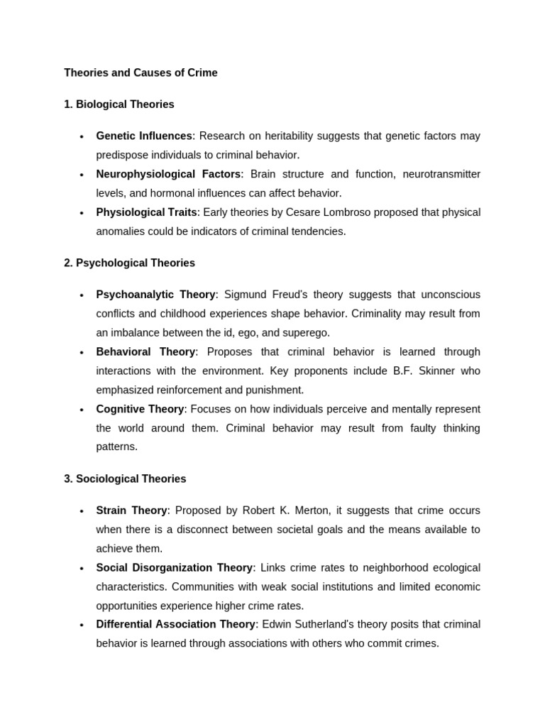 Theories Explaining Criminal Behavior | PDF | Crimes | Crime & Violence