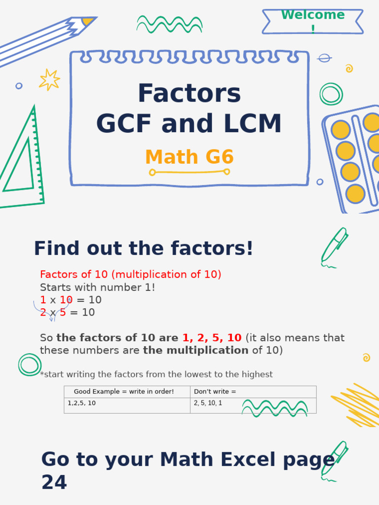 GCF and LCM Grade 6 | PDF | Mathematical Relations | Algebra