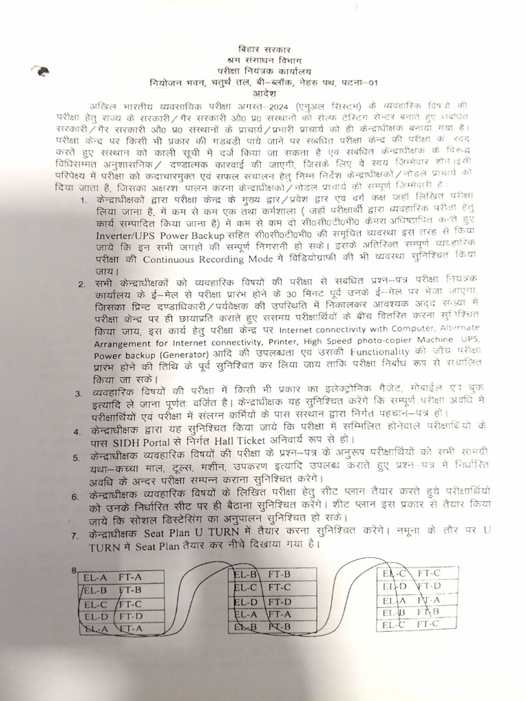 Sitting Arrangement in Exam of Iti | PDF