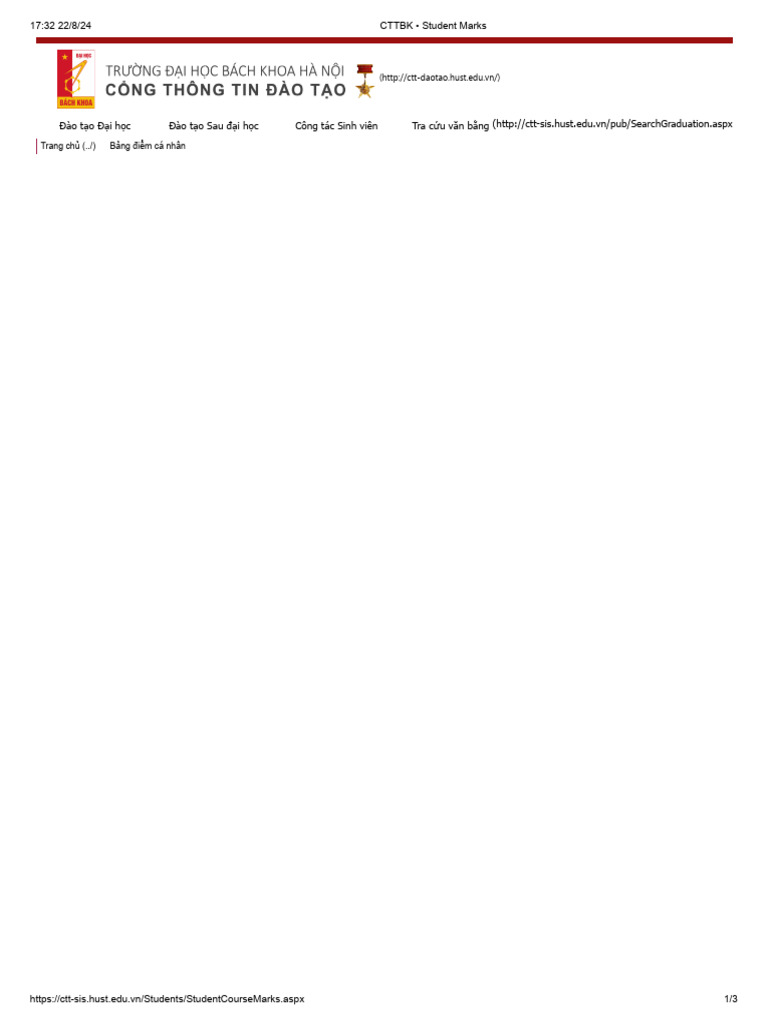 Đào Tạo Đại Học Đào Tạo Sau Đại Học Công Tác Sinh Viên Tra Cứu Văn Bằng (Http://Ctt-Sis.Hust.Edu ...
