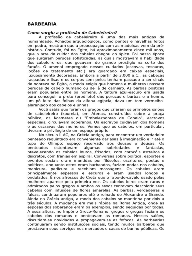 Historia da Barbearia | PDF