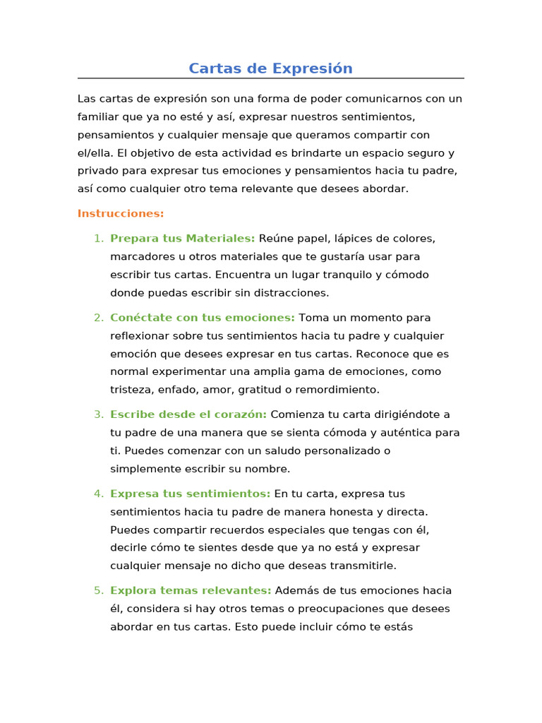 Cartas de Expresión | PDF | Las emociones | Sicología