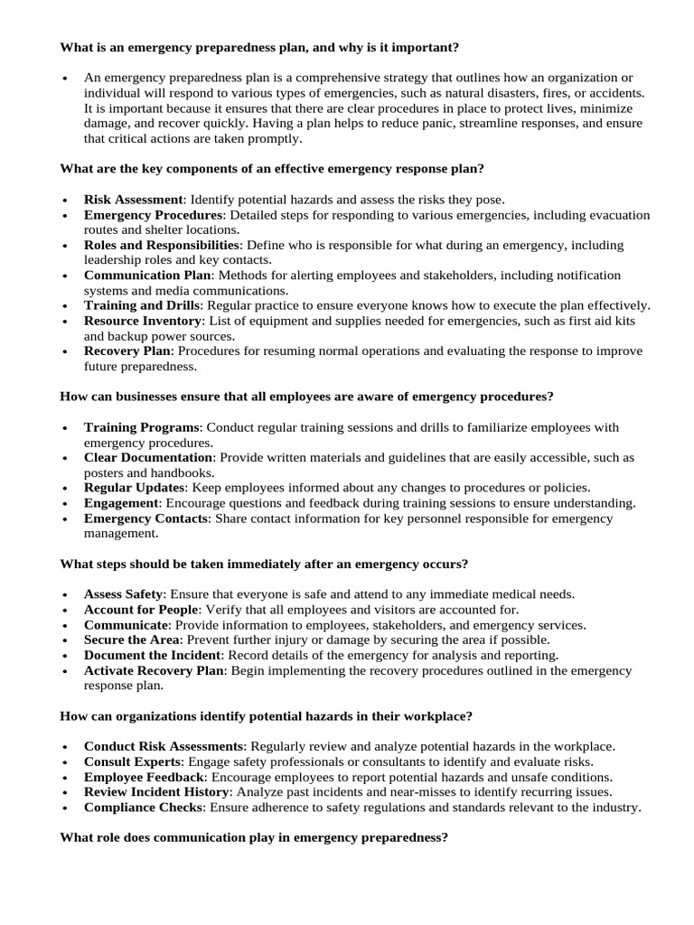 What is an emergency preparedness plan | PDF | Emergency | Emergency ...