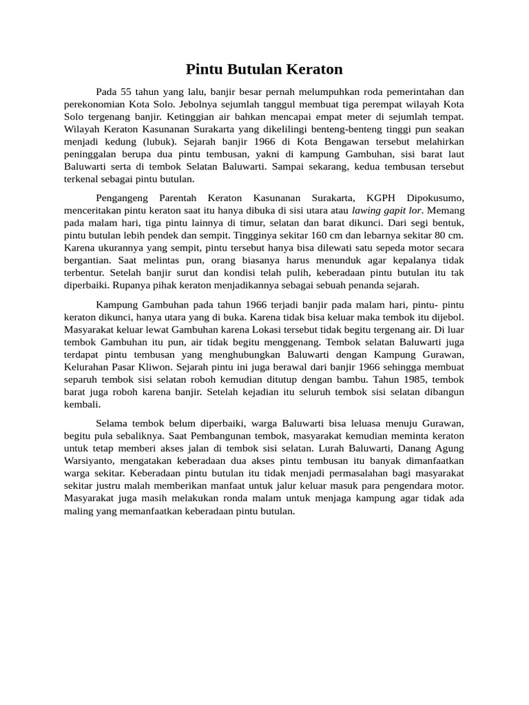 Pintu Butulan Keraton | PDF | Perjalanan | Seni