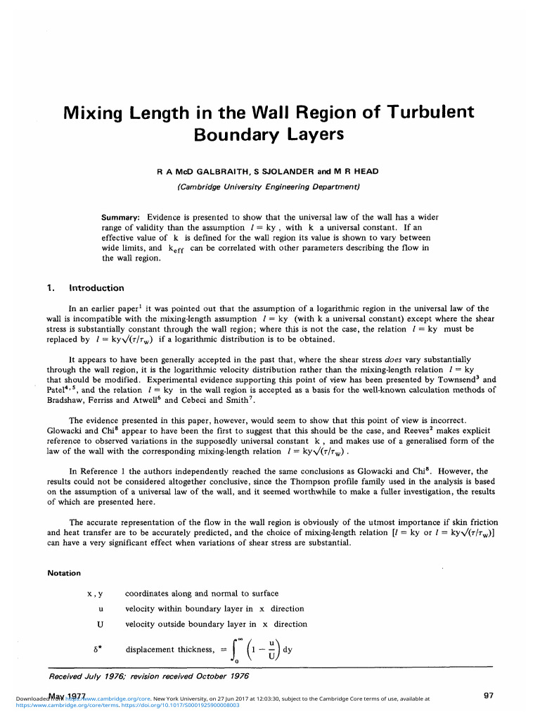 Mixing Length in The Wall Region of Turbulent Boundary Layers (R.A.McD ...