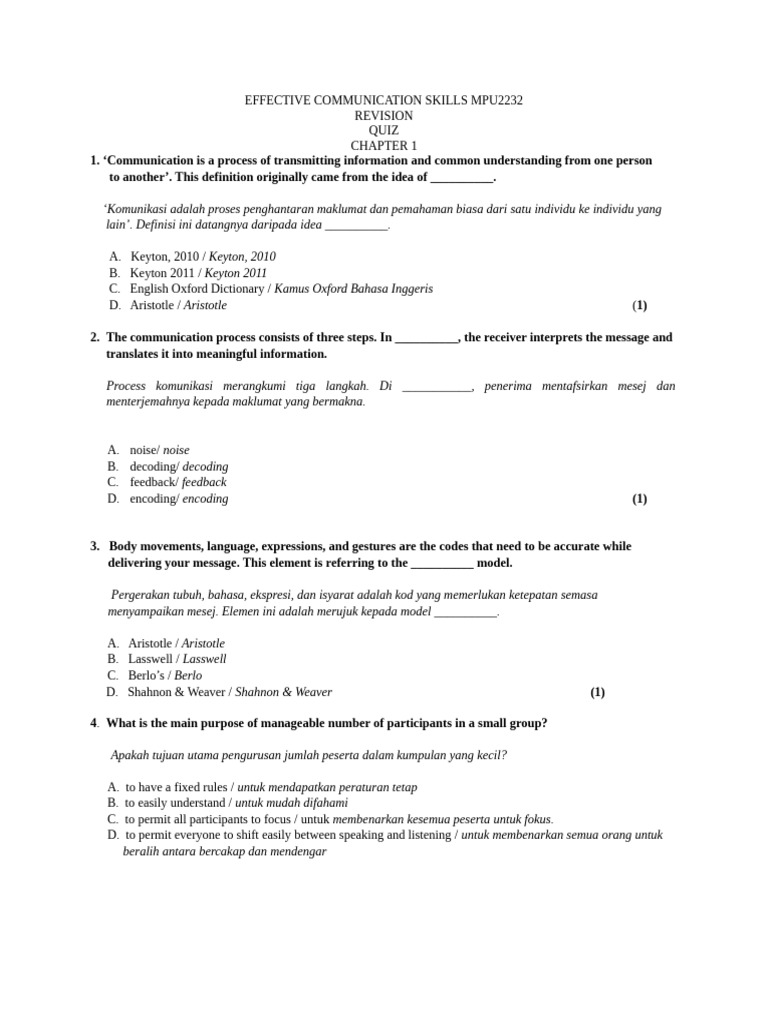 Chapter 1 Revision | PDF