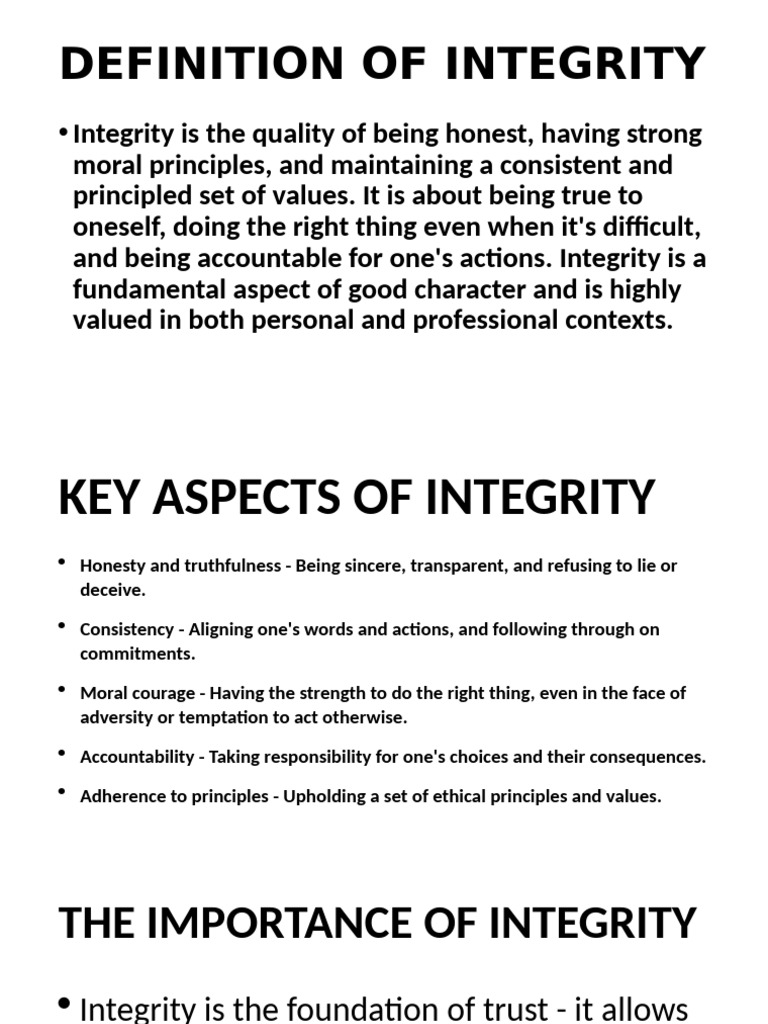 Understanding Integrity: Key Principles | PDF | Integrity | Deception