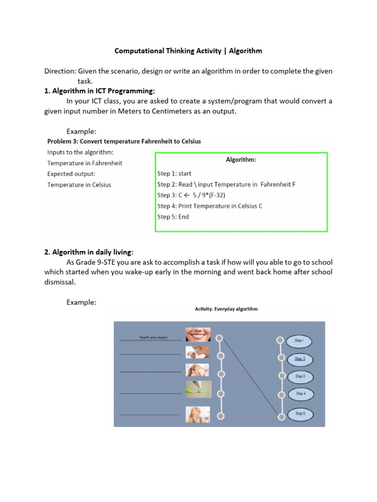 CT Algorithm Activity | PDF