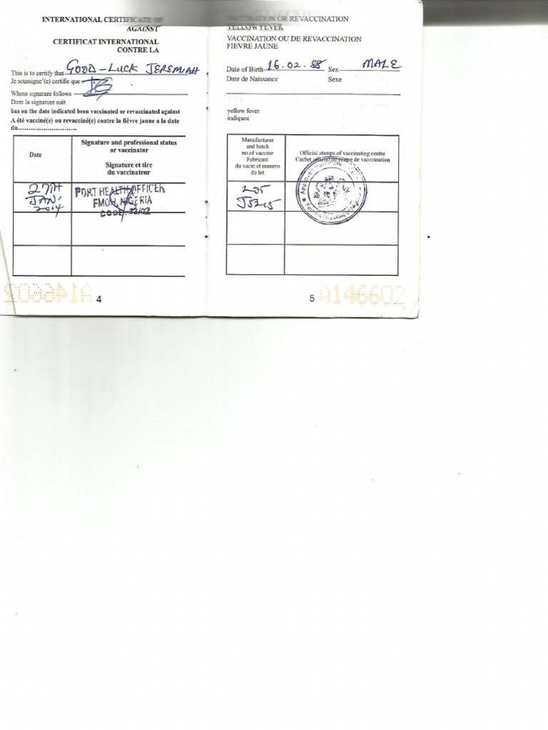 Goodluck Jer Yellow Card | PDF