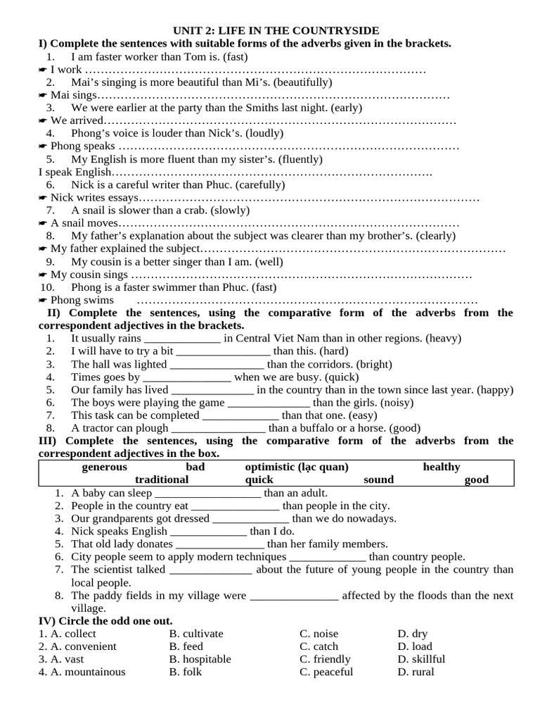 Unit 2-LIFE IN THE COUNTRYSIDE | PDF