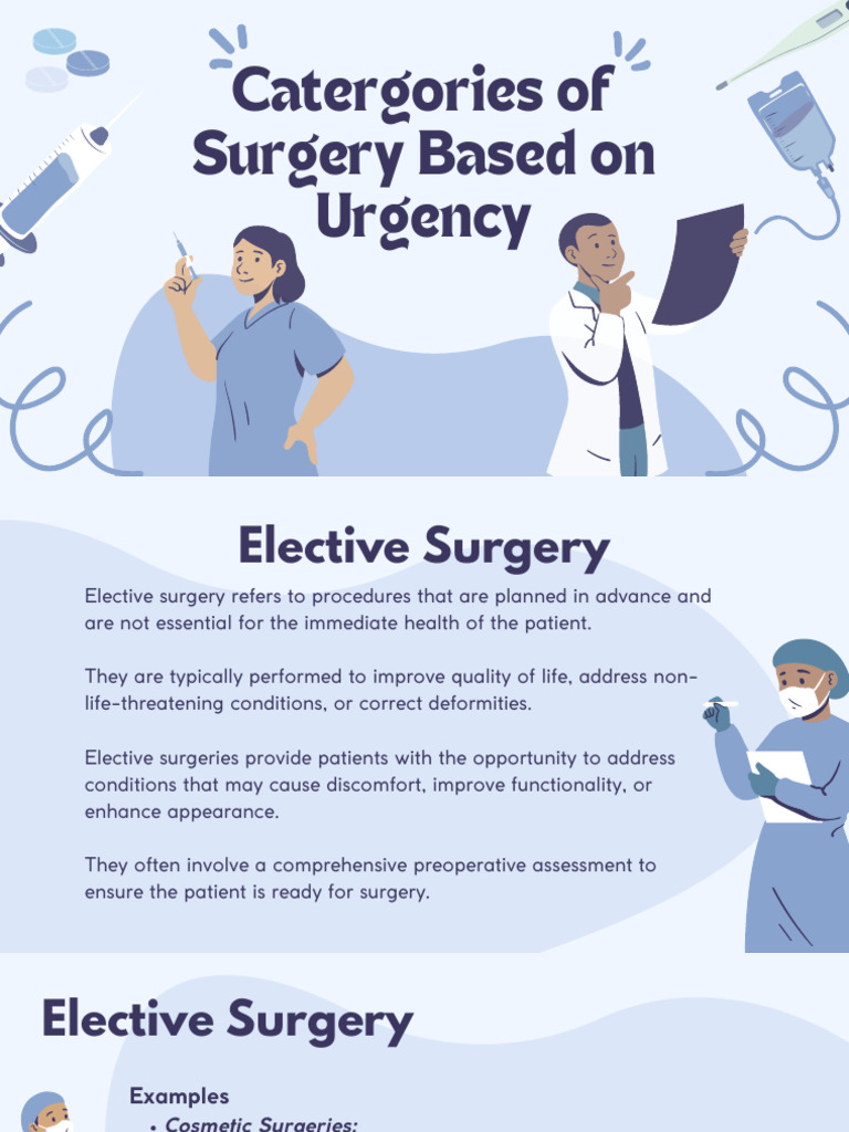 Catergories of Surgery Based On Urgency | PDF | Surgery | Bariatric Surgery
