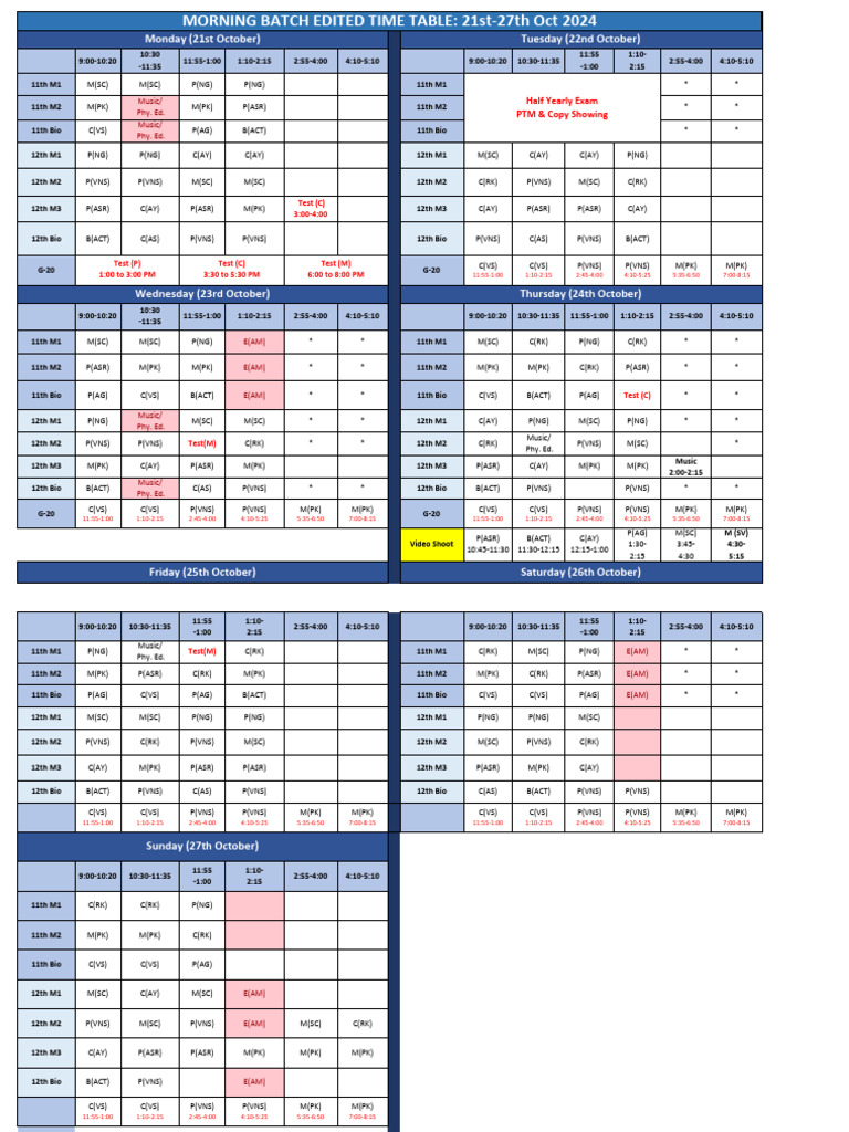 EDITED Timetable 21-27 Oct | PDF