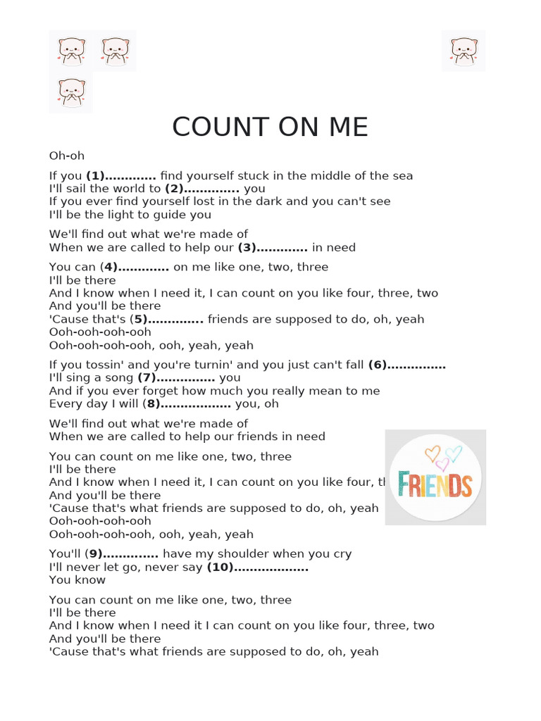 Count on Me: Friendship Lyrics Analysis | PDF | Foreign Language ...