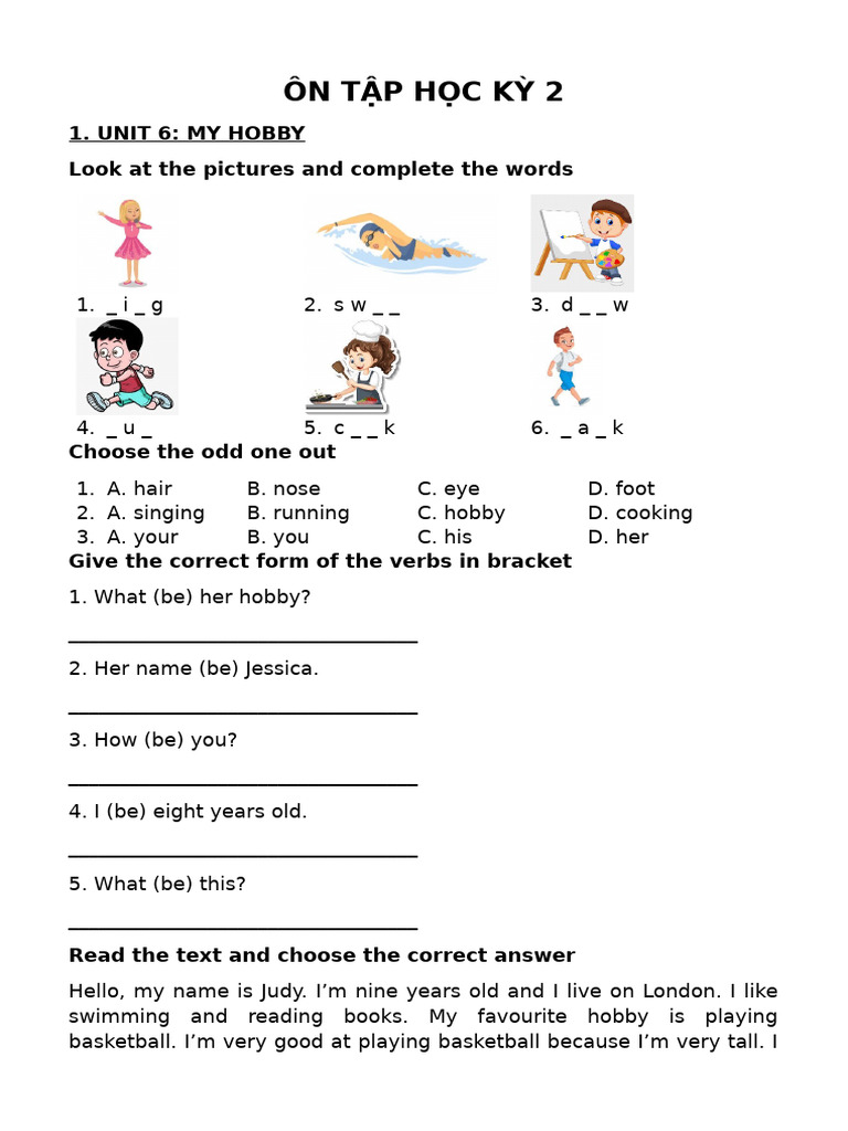 ÔN TẬP HỌC KỲ 2 U6,7 | PDF | Grammar