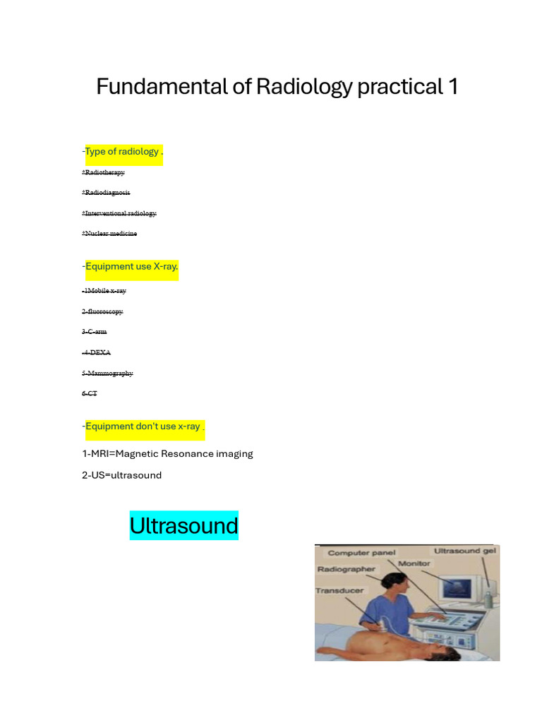 Radiology Fundamentals: Equipment & Techniques | PDF