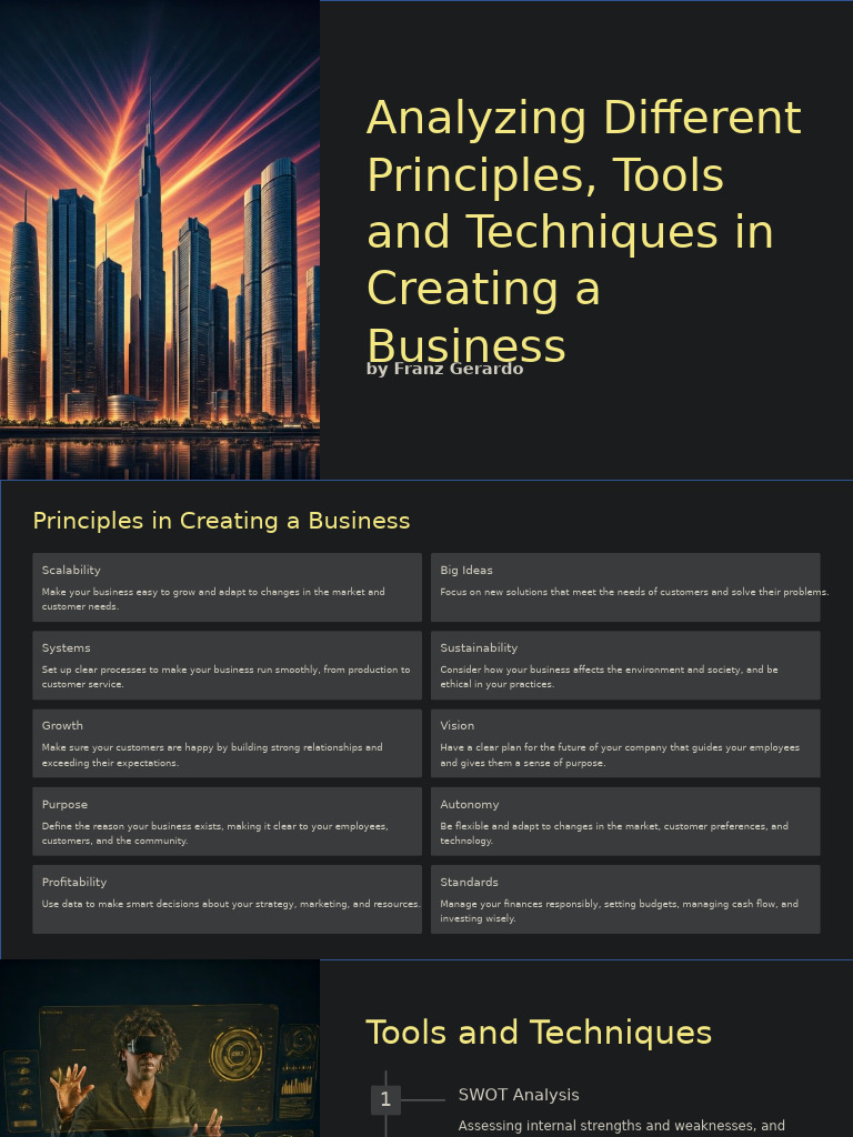 Oficial Different Principles Tools and Techniques in Creating A Business | PDF | Innovation ...