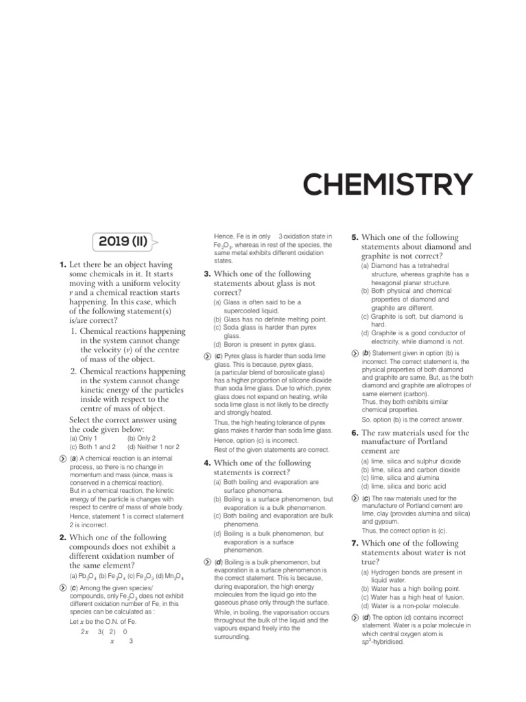 Chemistry Pyq | PDF | Acid | Glasses
