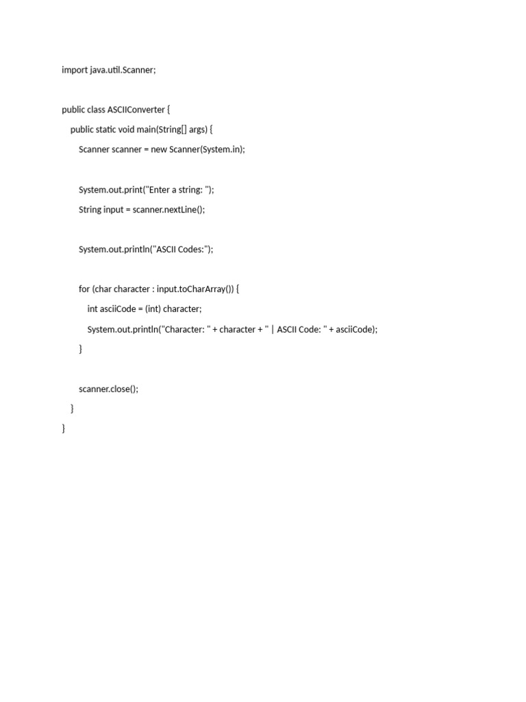 Java Program To Print Ascii Code Pdf