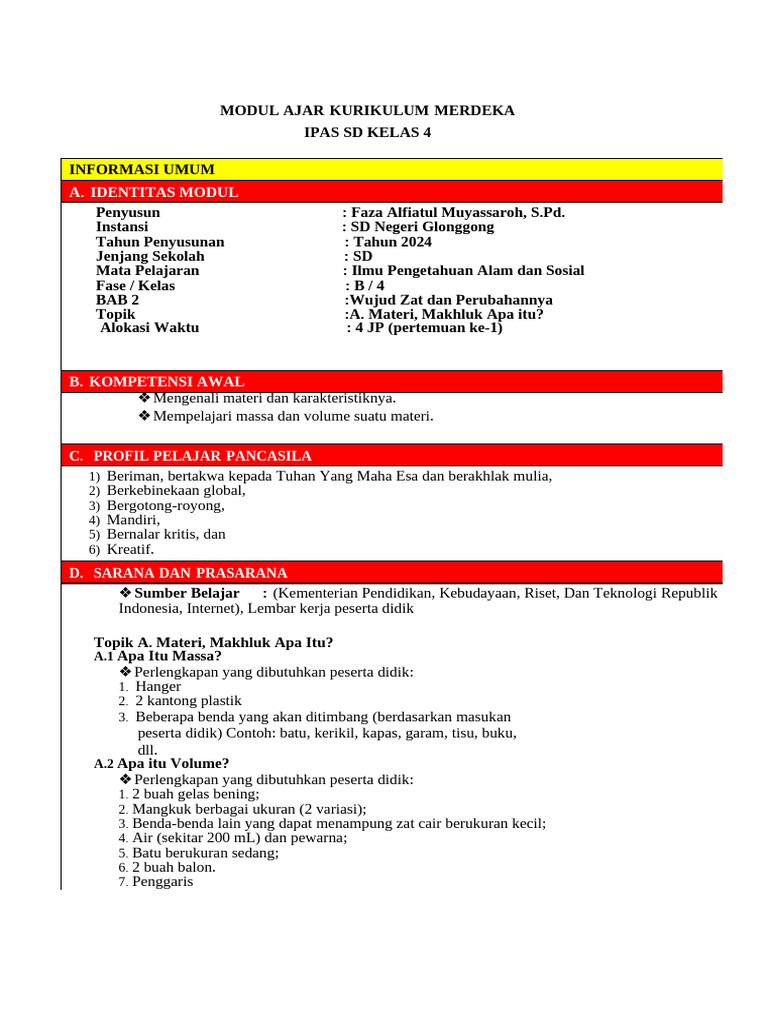 Modul Ajar Ipas Bab 2 Kelas 4 Edit | PDF Modul Ajar Ipas Bab 2 Kelas 4 Edit | PDF