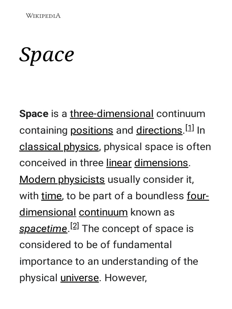 Space - Wikipedia | PDF | Space | General Relativity