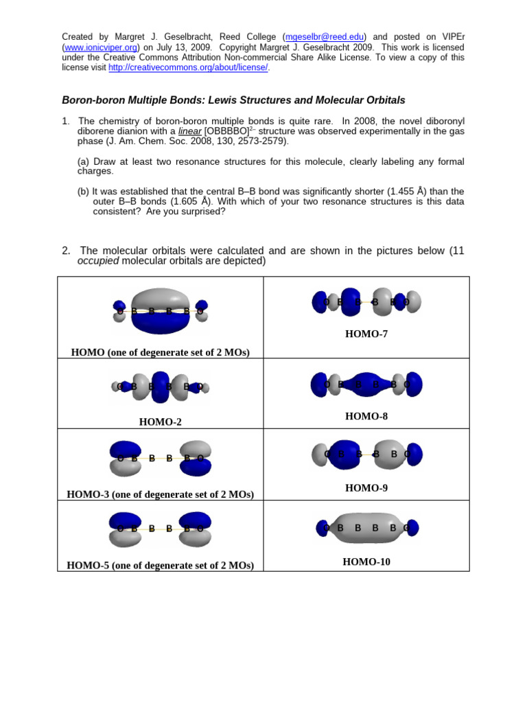 Tutorial 3 - Molecular Orbitals For OBBBBO2 | PDF | Molecular Orbital ...