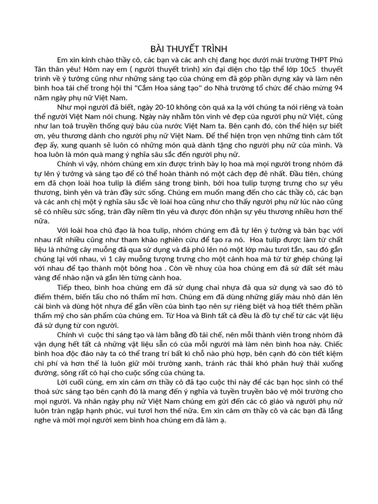 Bai Thuyet Trinh | PDF