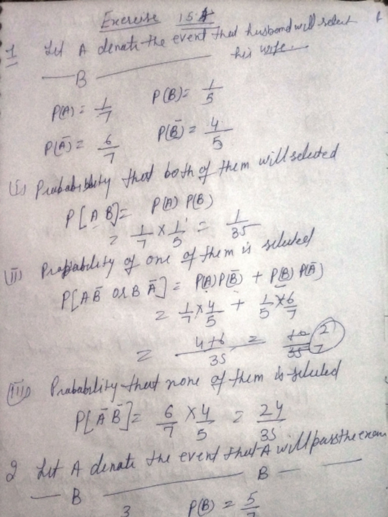 Class 12 Exercise 15.4 Part 1 | PDF
