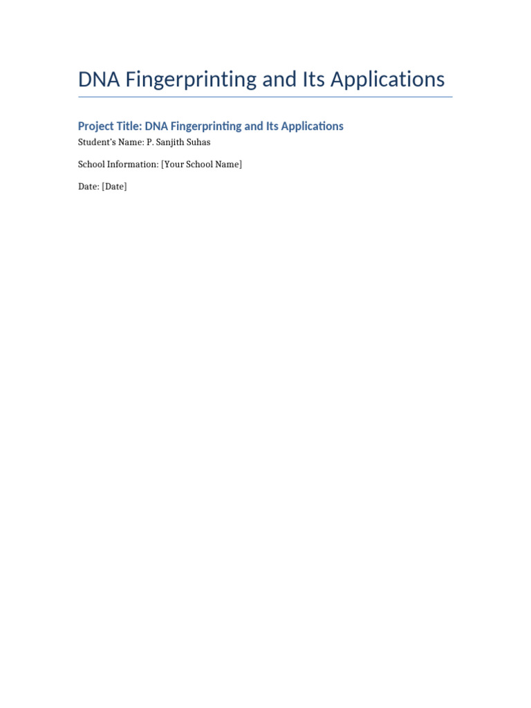 DNA_Fingerprinting_Project_P_Sanjith_Suhas | PDF | Dna Profiling | Dna DNA_Fingerprinting_Project_P_Sanjith_Suhas | PDF | Dna Profiling | Dna