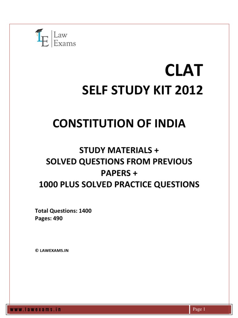 Clat 2012 Sample, Model Paper, Legal Reasoning, Legal Aptitude | PDF ...