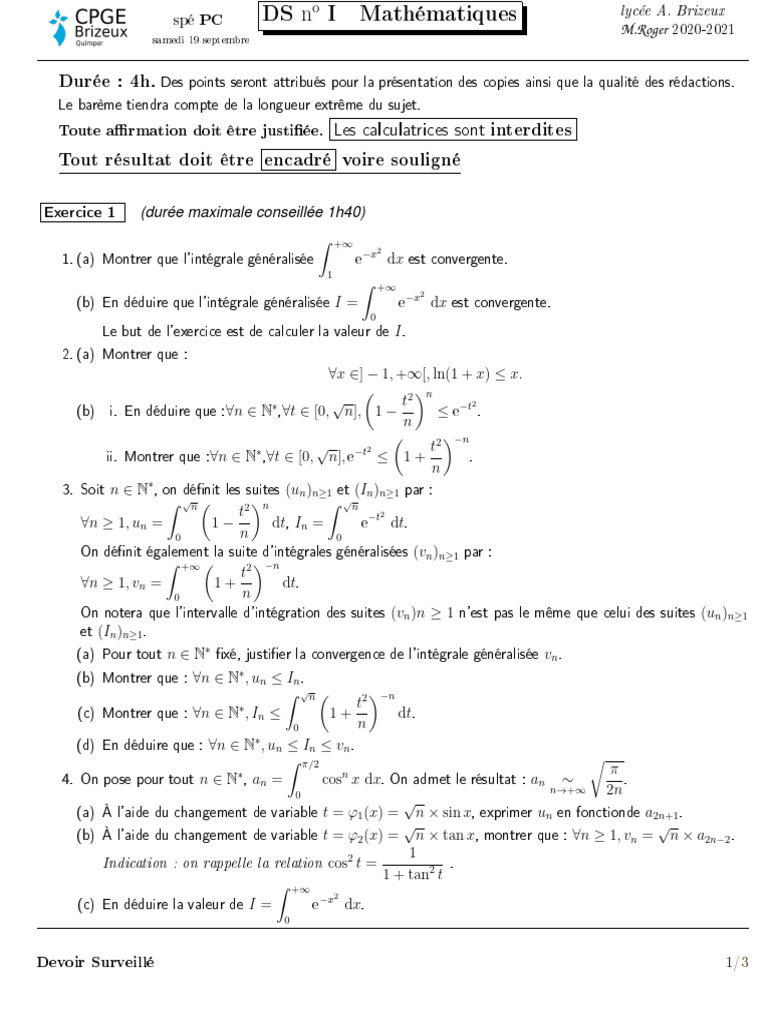 DS1 5 | PDF | Limite (mathématiques) | Nombre