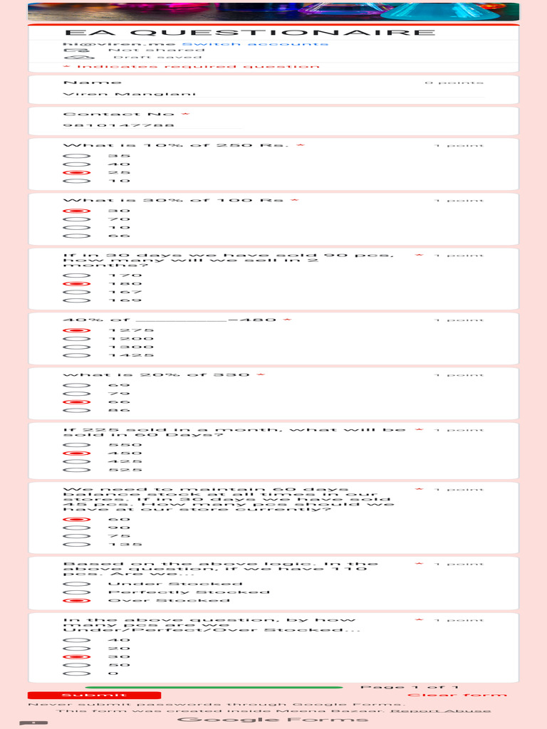 Ea Questionaire 2 | PDF